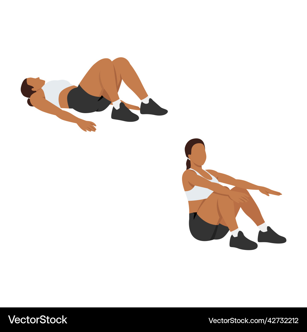 Woman doing sit up exercise flat Royalty Free Vector Image
