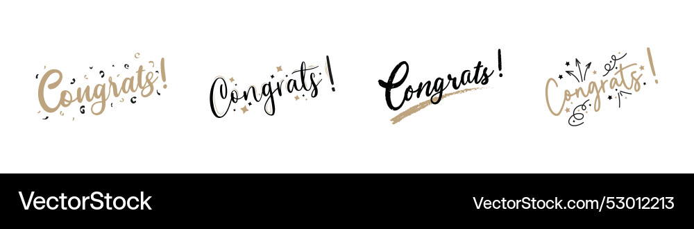 Congrats text congratulations collection Vector Image