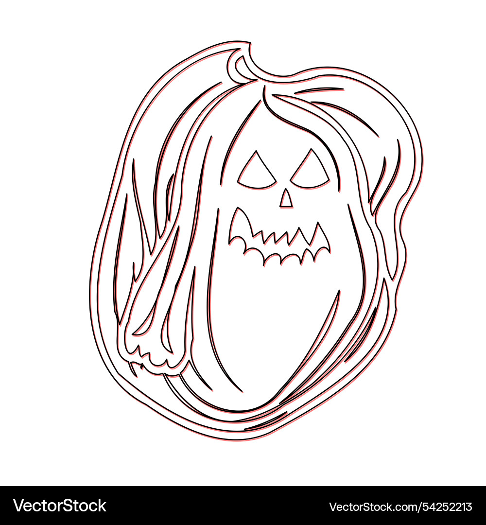 Ghost halloween scary outline sketch red Vector Image