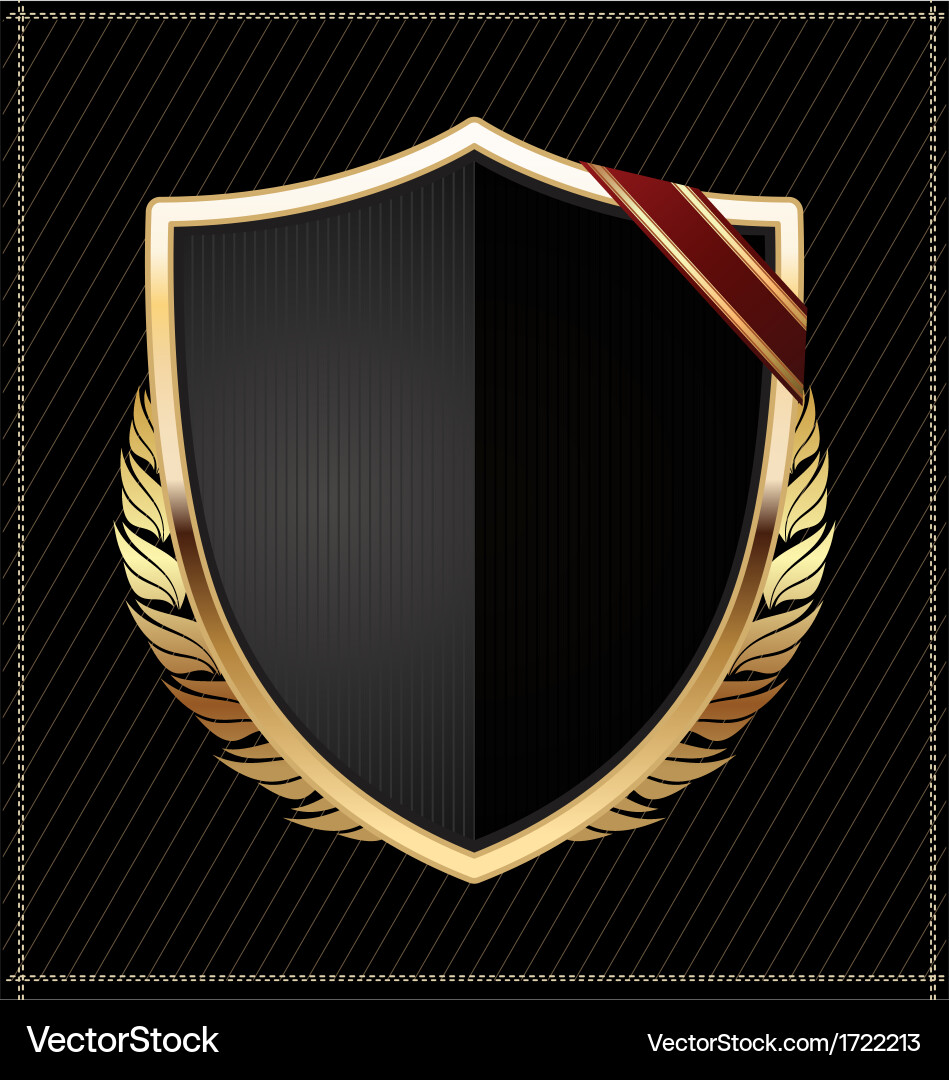 Golden Shield Emblem – Royalty-Free Vector | VectorStock