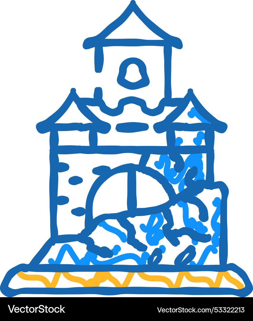 Ice castle winter season icon doodle Royalty Free Vector