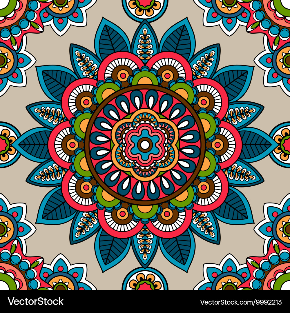 Indian mandala seamless pattern Royalty Free Vector Image Indian mandala seamless pattern Royalty Free Vector Image