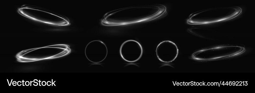 Light effect twirl white trail wave circle line Vector Image
