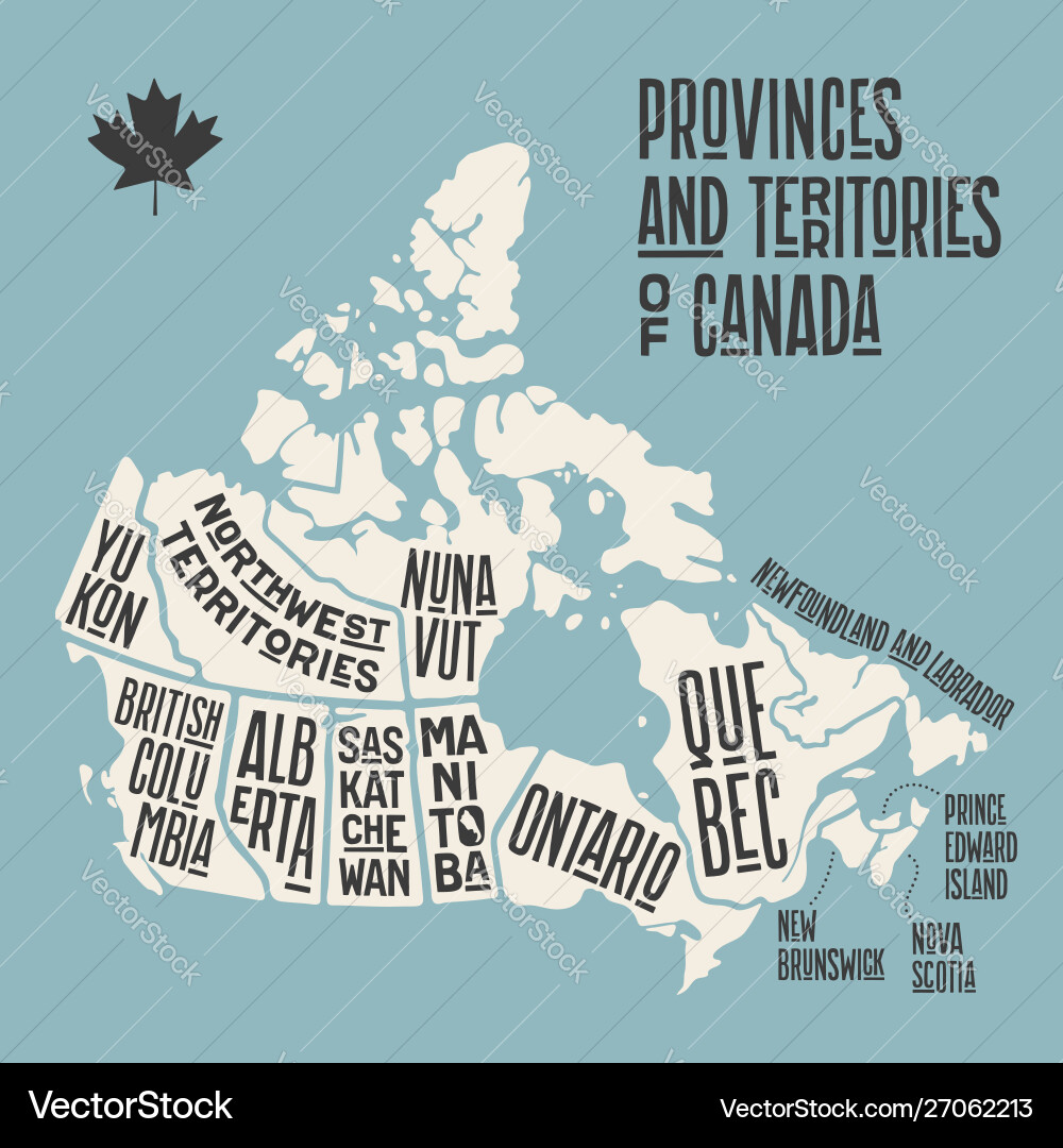 Map canada poster provinces – Royalty-Free Vector | VectorStock