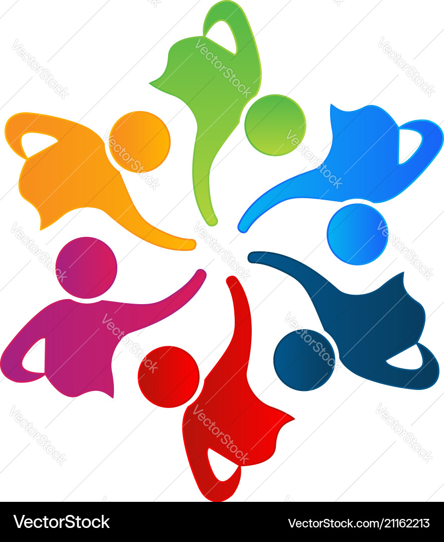 Teamwork unity people logo design Royalty Free Vector Image