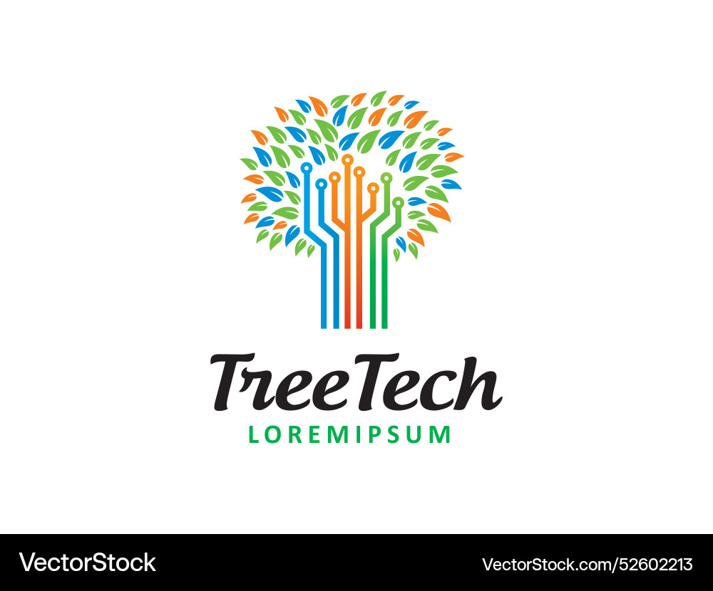 Tree technology logo symbol or icon template Vector Image