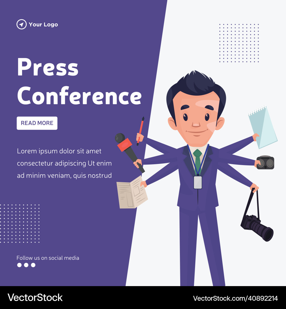 Banner design of journalist man Royalty Free Vector Image