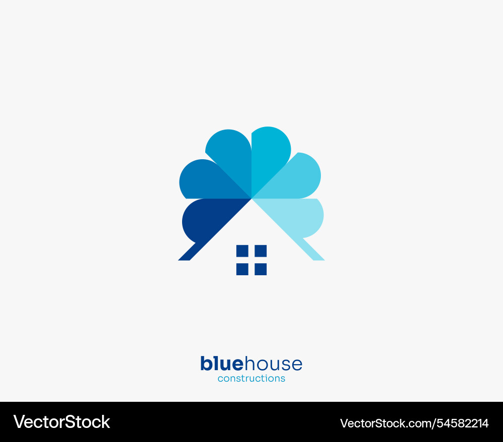 Blue house creative construction logo Royalty Free Vector