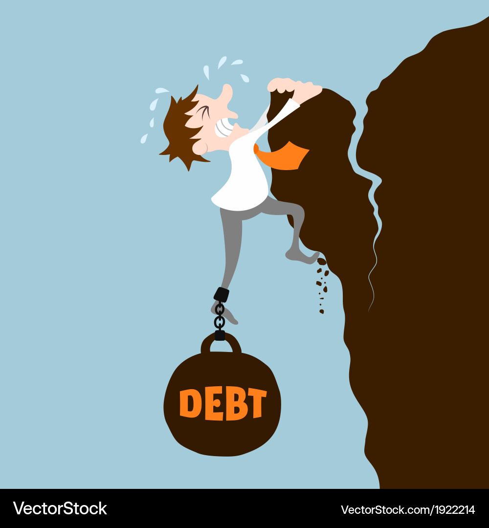 Business man with debt Royalty Free Vector Image