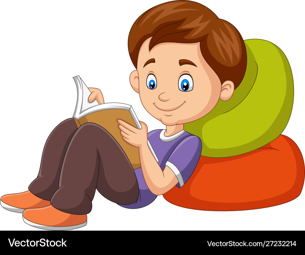 Cartoon Boy Ein Buch lesen Lizenzfreies Vektorbild
