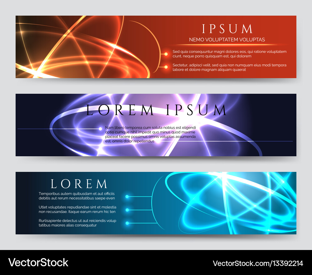 Glowing banner set with light effects Royalty Free Vector