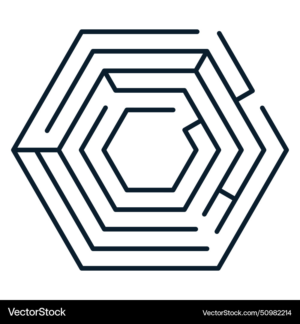 Hexagon maze labyrinth Royalty Free Vector Image