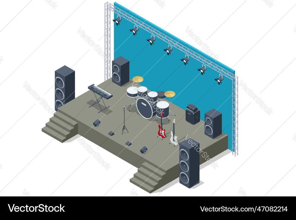 Isometric performance stage synthesizer analog Vector Image