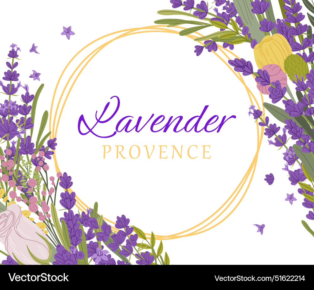 Lavender flowers frame provence background Vector Image