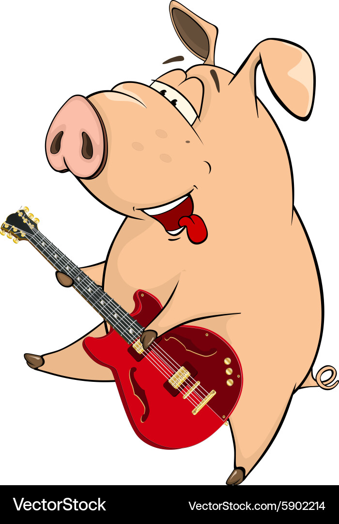 Pig-musician cartoon Royalty Free Vector Image
