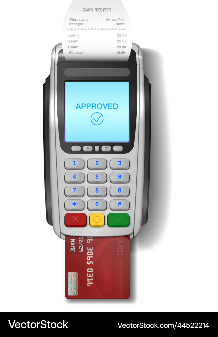 Pos terminal with credit card inside Royalty Free Vector