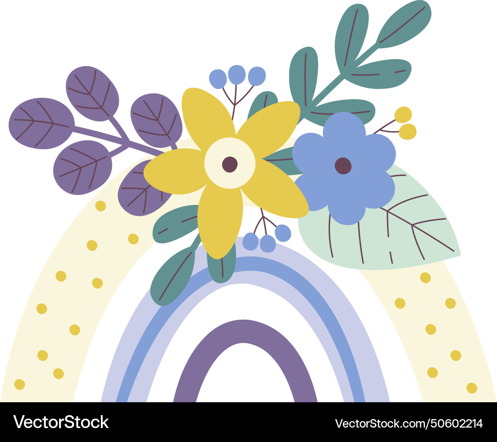 Rainbow with flowers Royalty Free Vector Image