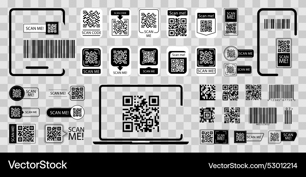 Scan me qr code with devices barcode product Vector Image