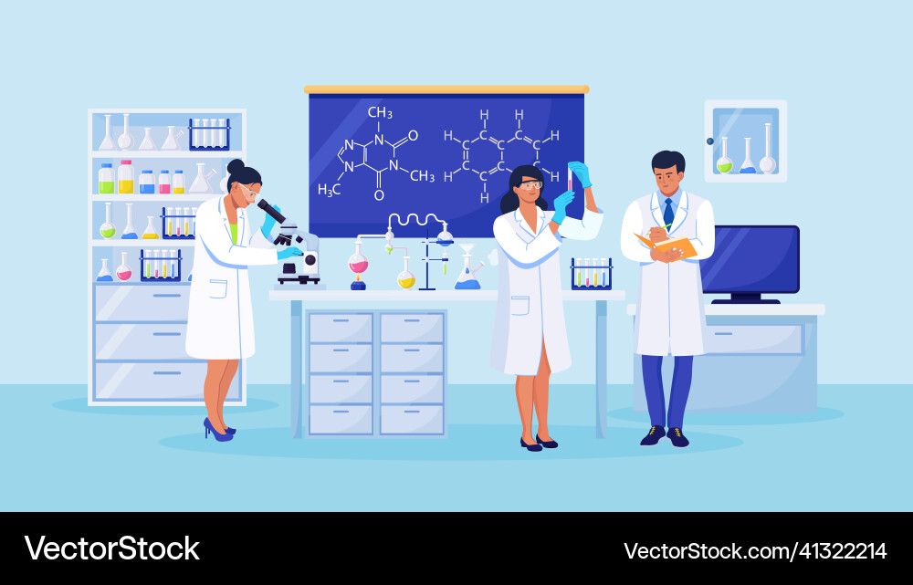 Scientists conducting scientific research Vector Image