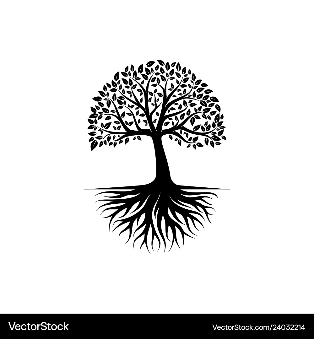 Tree logo design root Royalty Free Vector Image