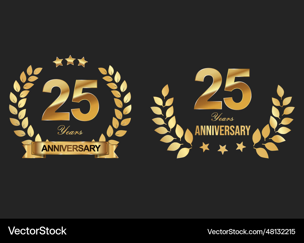 25th gold anniversary celebration logo Royalty Free Vector