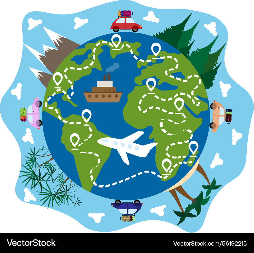 A trip around the world Royalty Free Vector Image