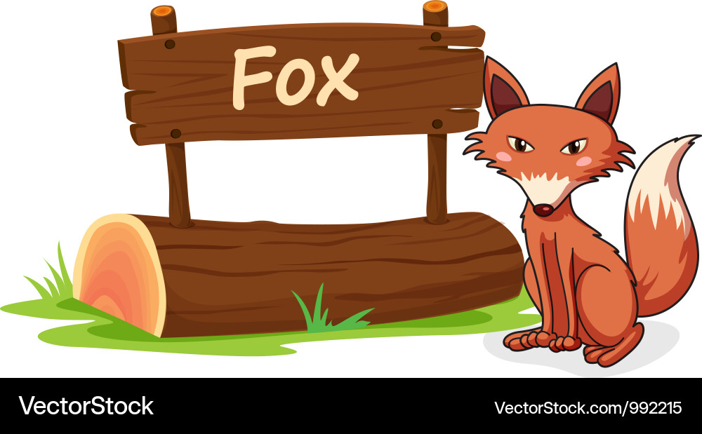 Cartoon zoo fox sign Royalty Free Vector Image