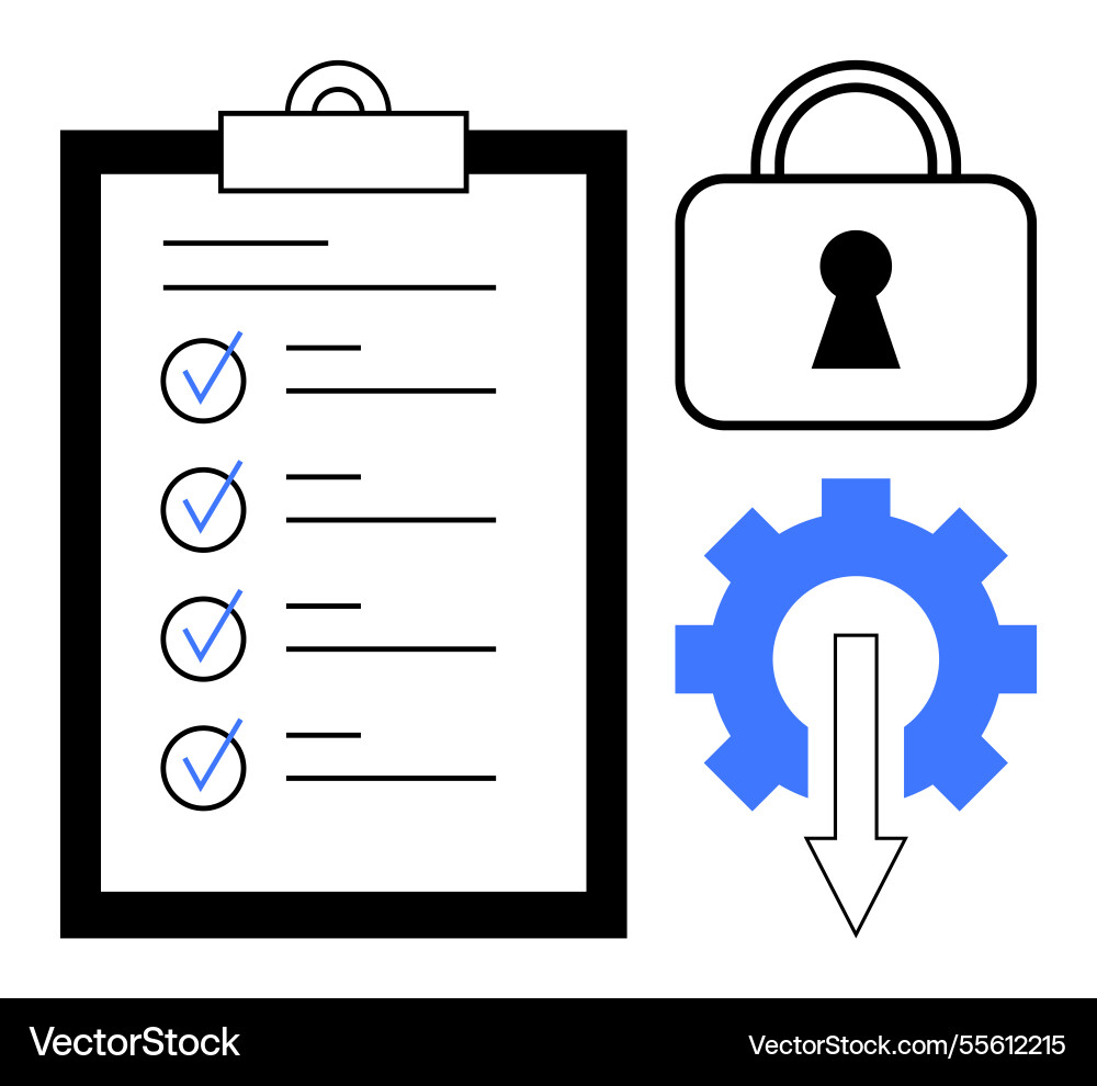 Checklist with circular blue check marks security Vector Image