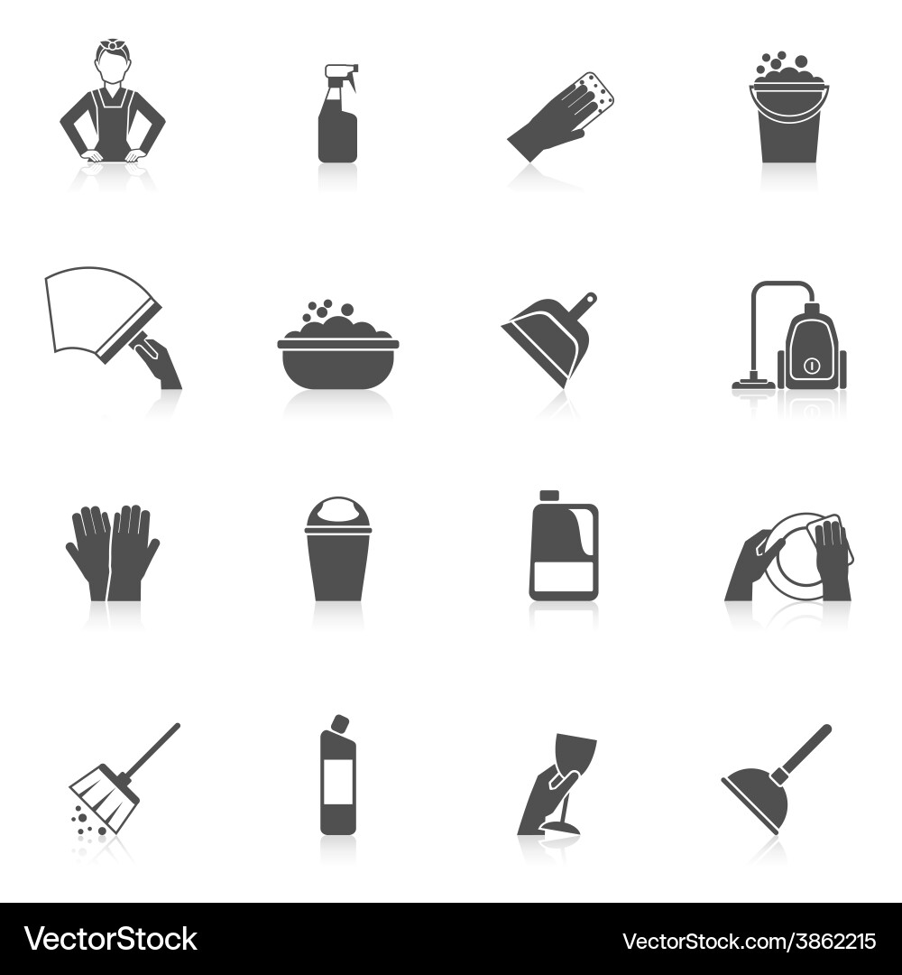 Reinigung Icon Set Lizenzfreies Vektorbild - VectorStock