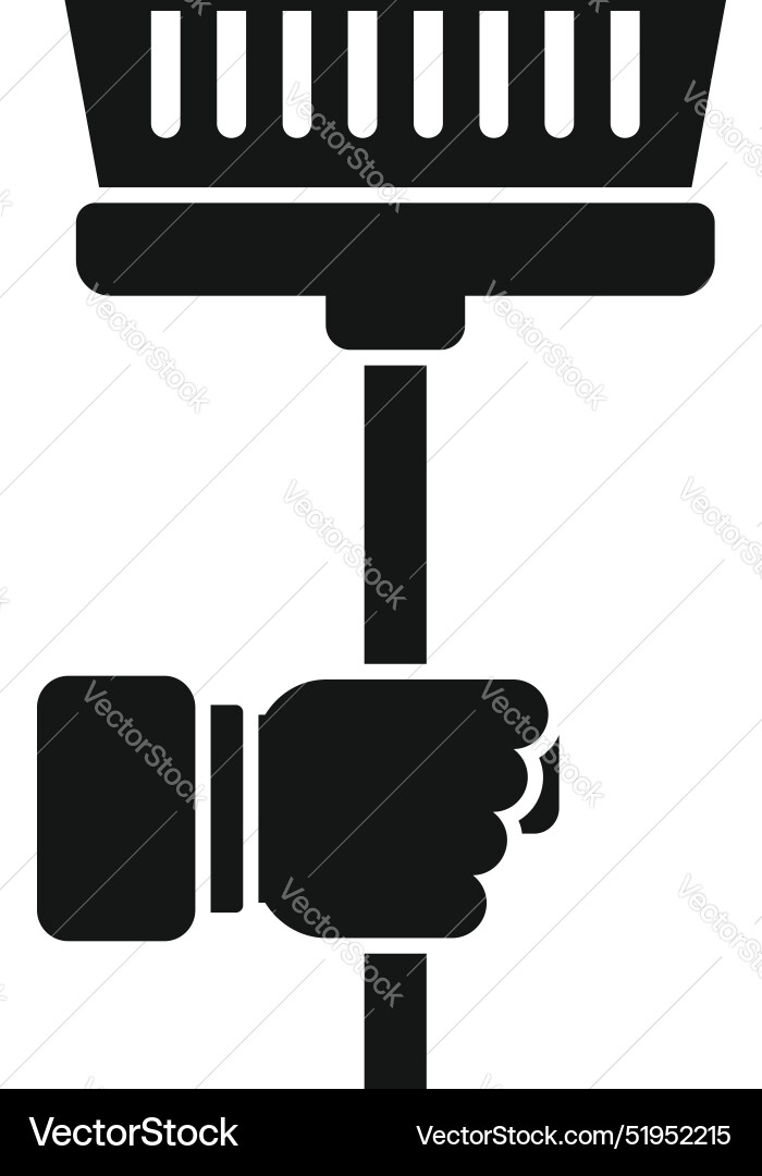 Cleaning service holding broom for sweeping Vector Image