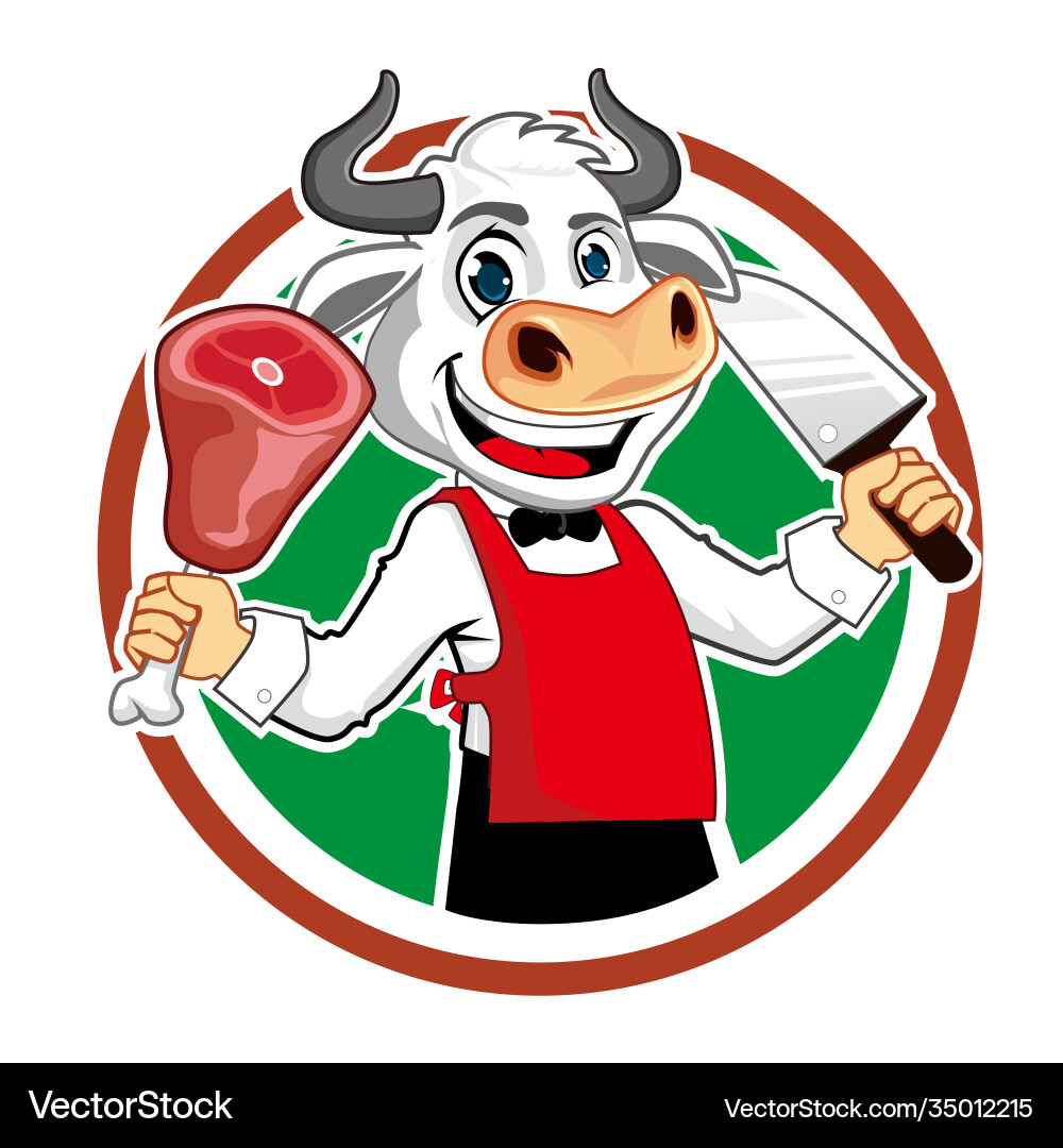 Cow chef mascot cartoon Royalty Free Vector Image