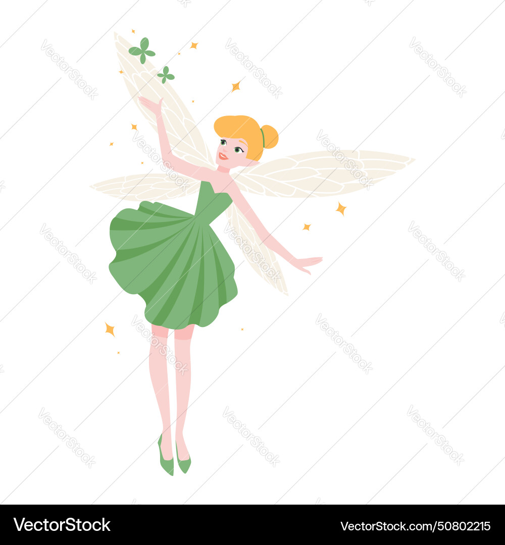 Cute fairy green Royalty Free Vector Image - VectorStock