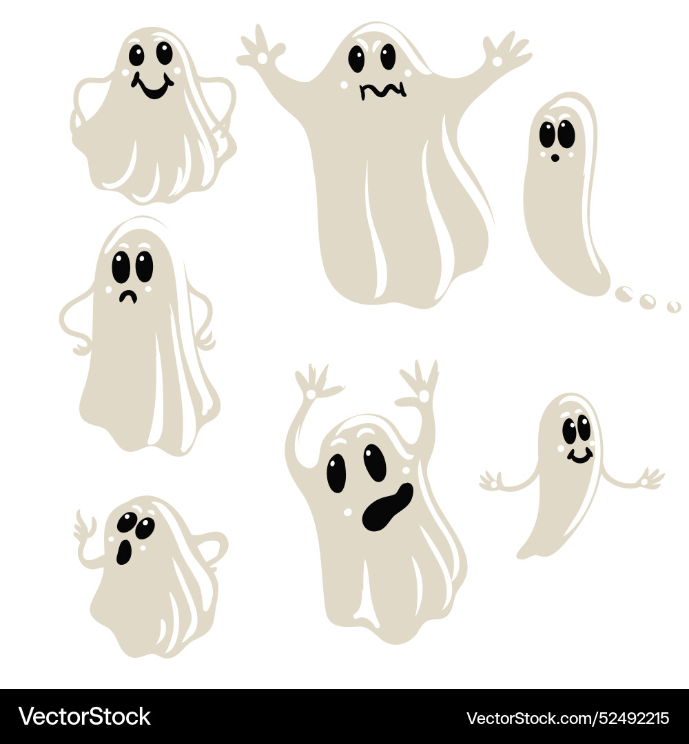 Drawing white ghosts Royalty Free Vector Image
