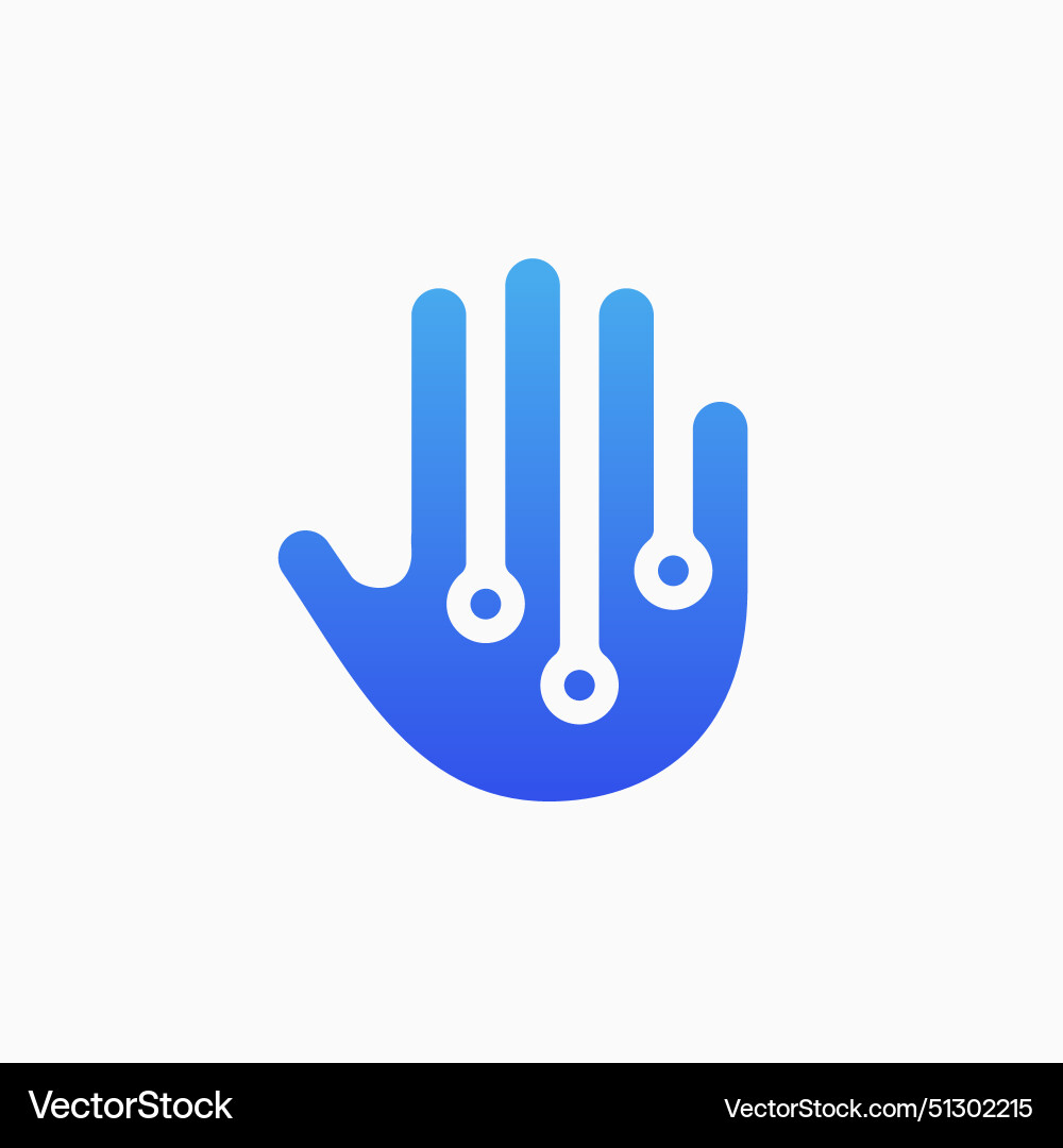 Electric tech hand care high five logo icon Vector Image