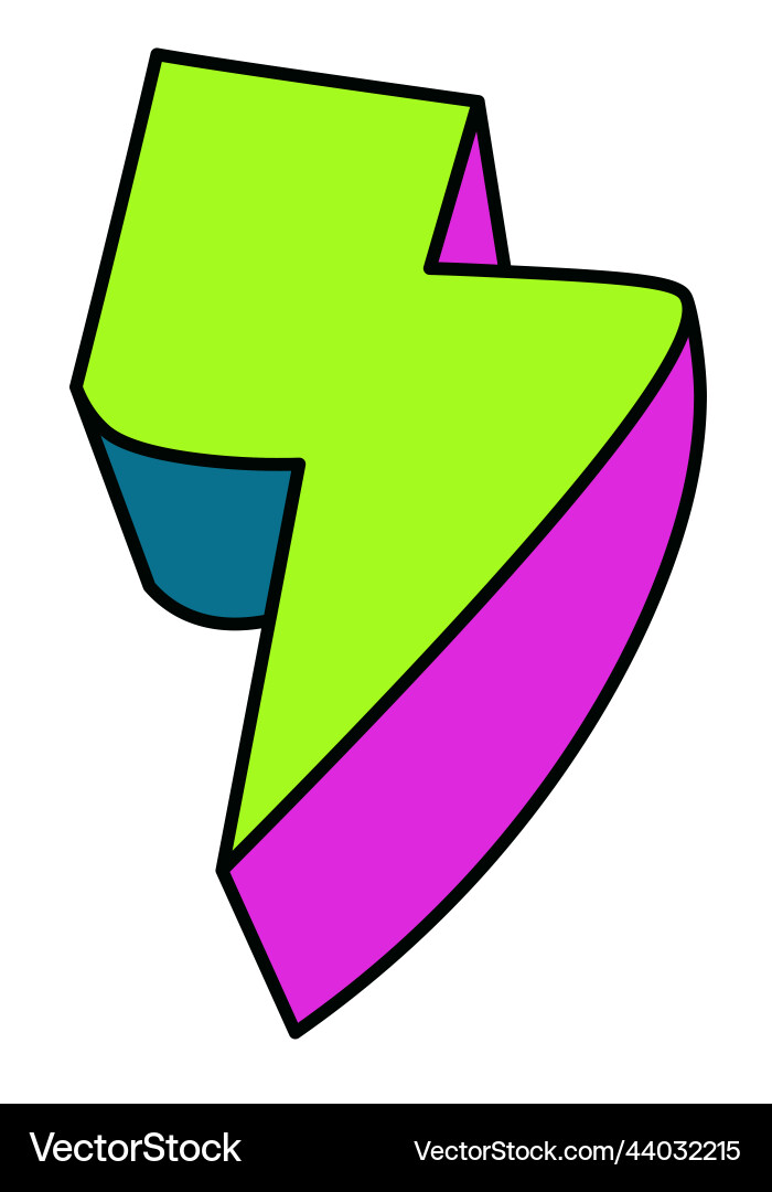 Flash or lightning retro 90s stickers Royalty Free Vector