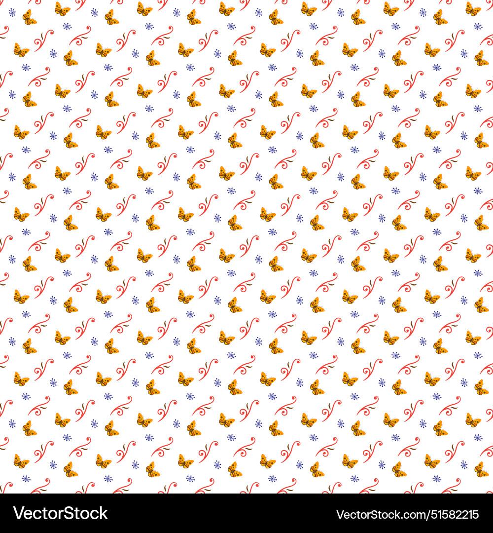 Flat butterflies pattern with leaf Royalty Free Vector Image