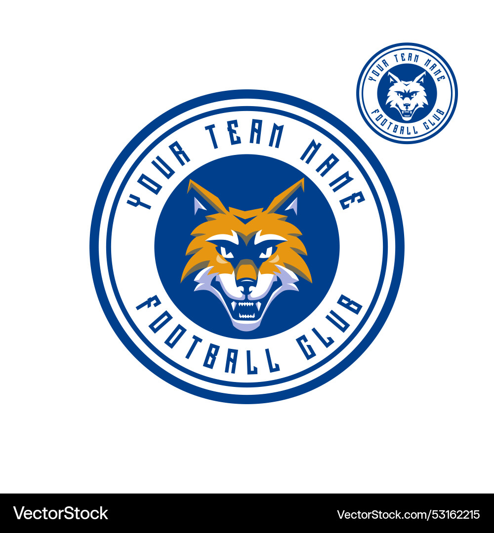 Football logo with wolf Royalty Free Vector Image