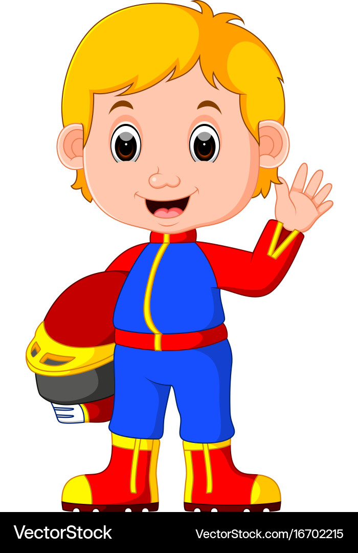 Funny racer man cartoon Royalty Free Vector Image
