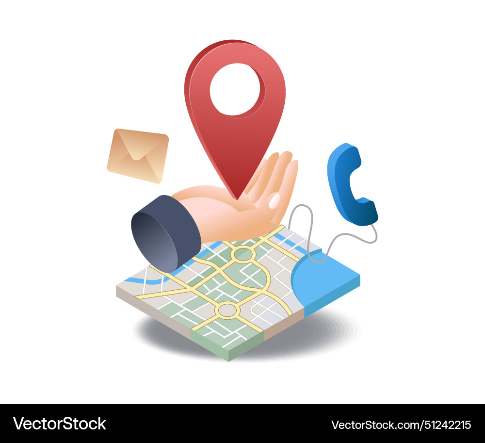 Hand with map location pin infographic flat Vector Image