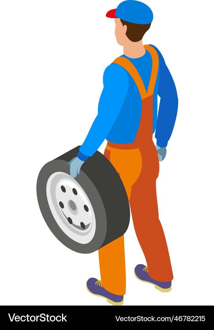 Isometric Mechanic Character Royalty Free Vector Image