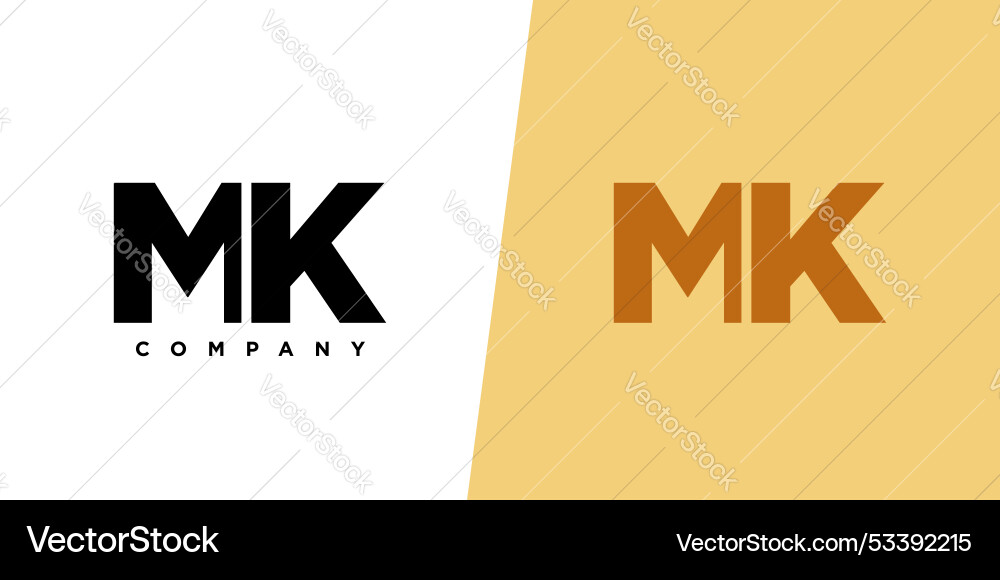 Letter m and k mk logo design template minimal Vector Image