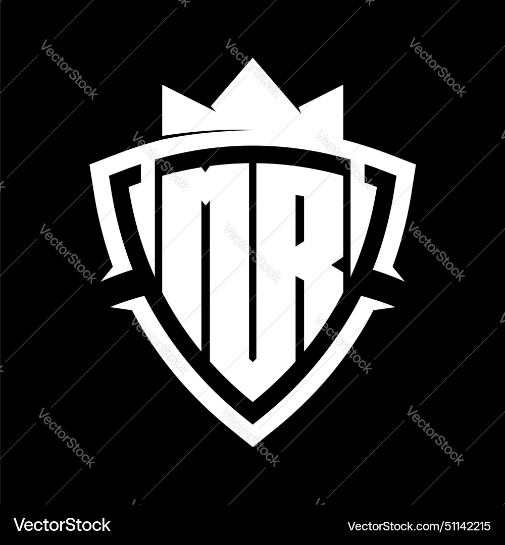 Mr letter monogram with triangle curve shield Vector Image