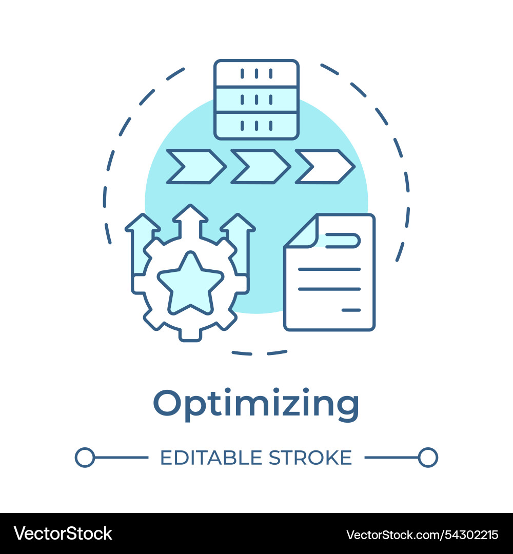 Optimizing stage soft blue concept icon Royalty Free Vector