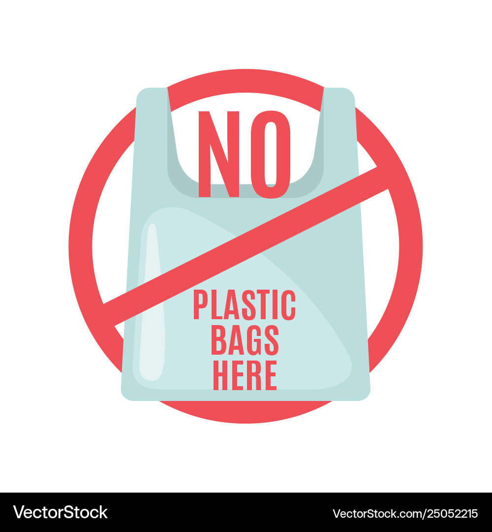 Say no to plastic bag icon in flat style Vector Image