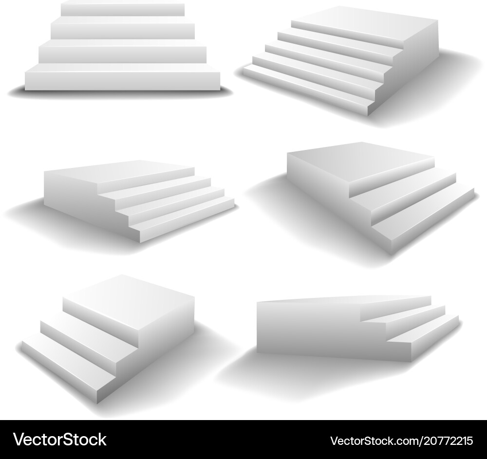 Stairs 3d realistic set Royalty Free Vector Image