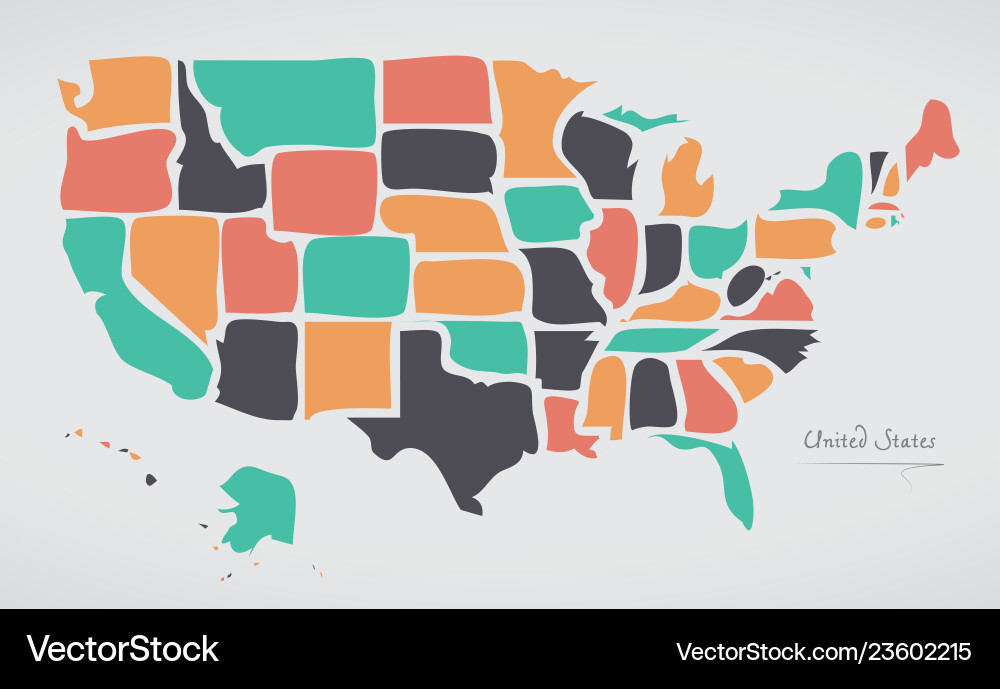 Usa map with modern round shapes Royalty Free Vector Image