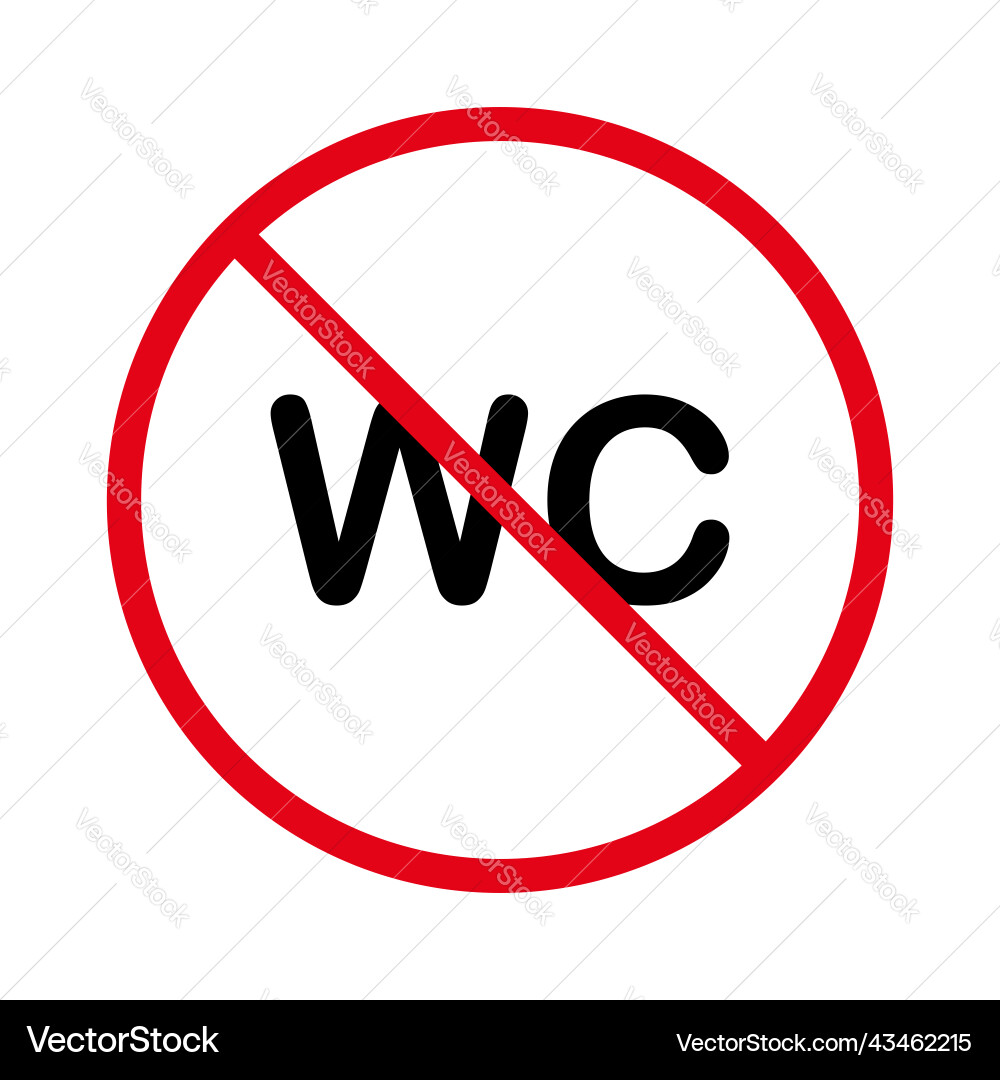 Wc prohibited zone banner caution toilet ban Vector Image