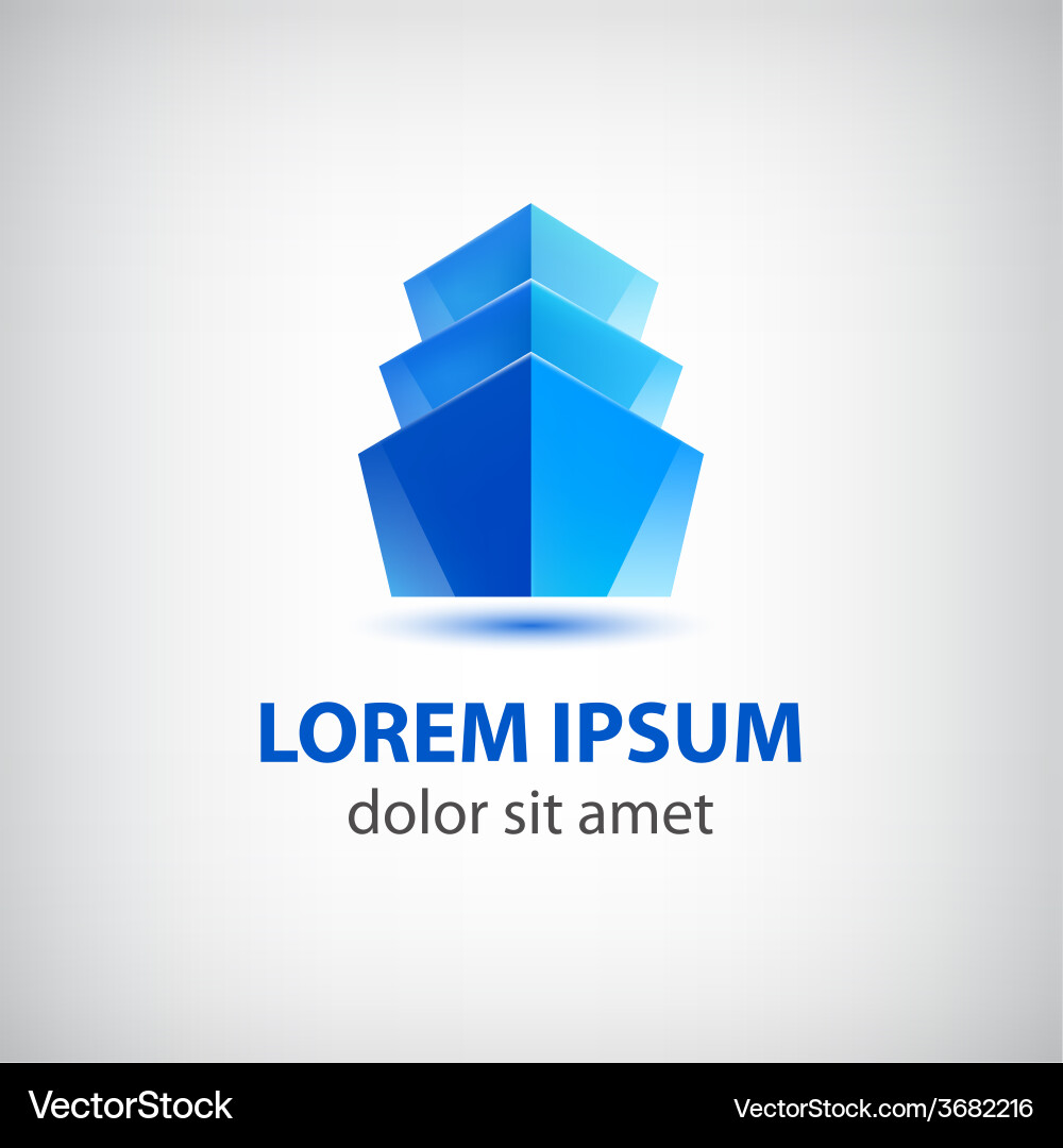 3D Blue Building Icon Royalty Free Vector Image