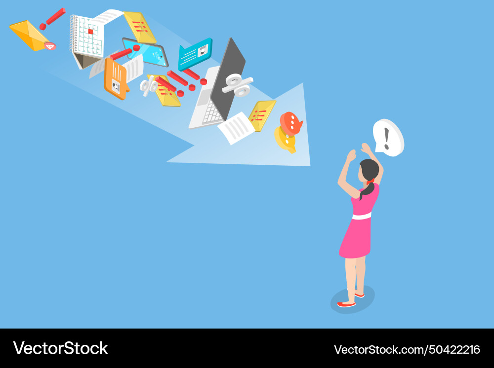 3d isometric flat of overload Royalty Free Vector Image