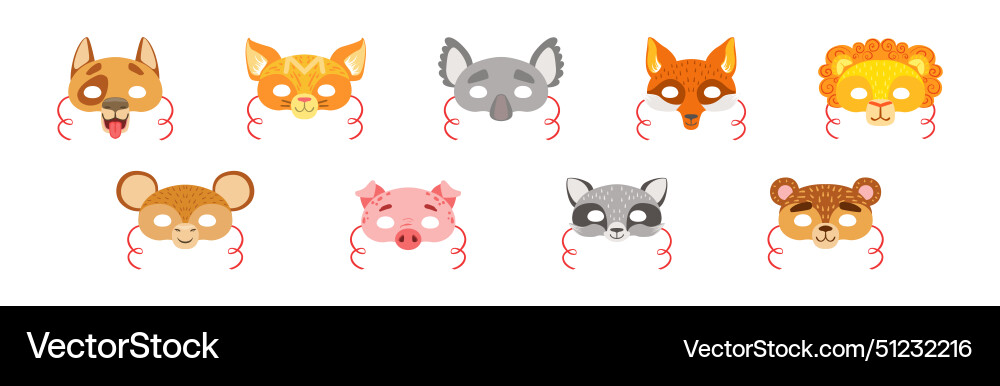 Animal mask and face cover with strap set Vector Image